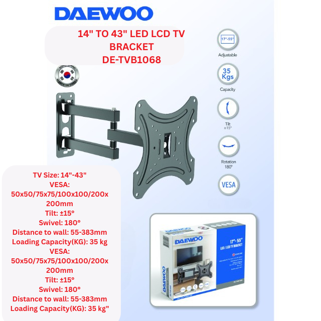 Daewoo Led/Lcd Tv Bracket 14-43" Tilt and Rotation DETVB1068 – Nehemiahtt